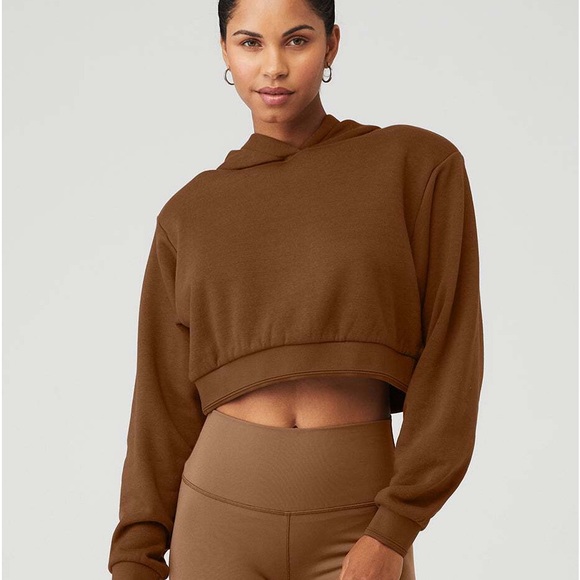 ALO Yoga | Jackets & Coats | Alo Cropped Headliner Shoulder Pad Hoodie ...